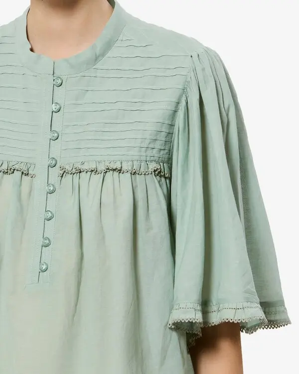 ETOILE Douna Printed Cotton Voile Blouse - Sage