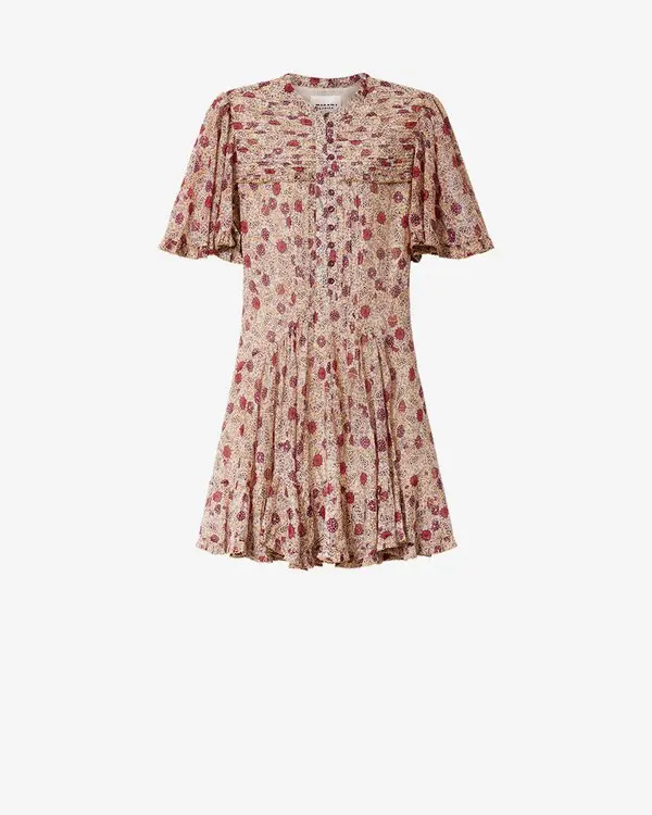 ETOILE Marant Étoile Daynia Printed Cotton Voile Dress - Ecru-raspberry