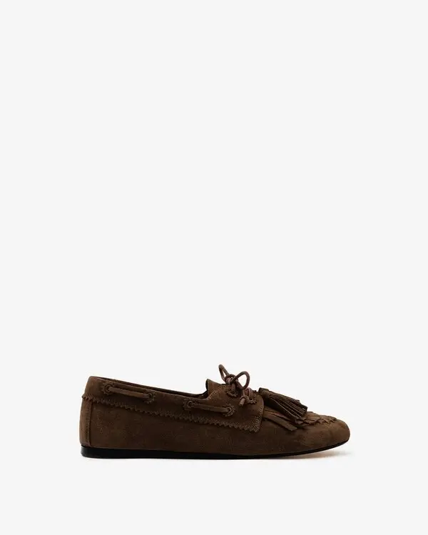 Isabel Marant Étoile Suede Loafers With Braided Apron And Tassel Detail - Chocolate