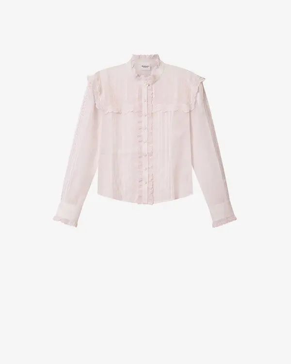 MARANT ETOILE Embroidered Cotton Voile Shirt - Light Pink