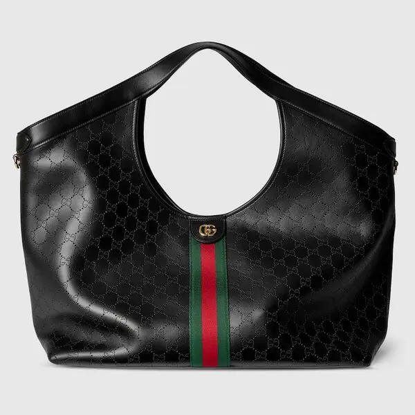 Gucci Giglio Large Tote Bag In Leather - Black