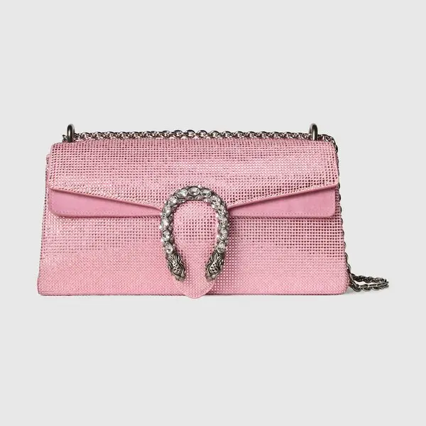 Gucci Dionysus Crystal Medium Shoulder Bag Fabric - Pink