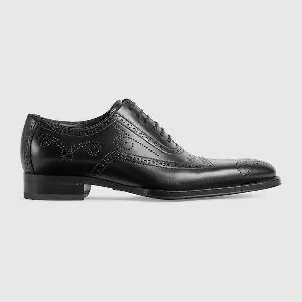 Gucci Leather Lace-up Brogue Shoes - Black