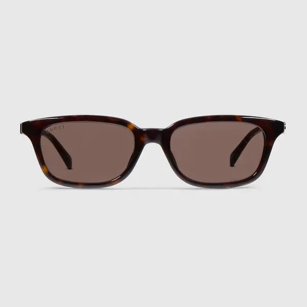 Gucci Rectangular Frame Sunglasses With Lettering Detail - Brown