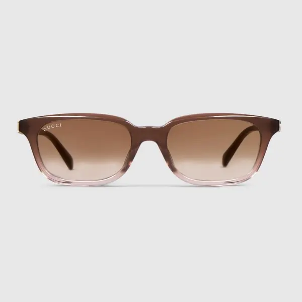 Gucci Rectangular Frame Sunglasses With Intricate Lettering - Brown