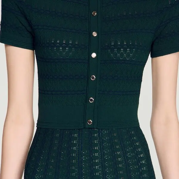 Sandro Pointelle Knit Midi Dress