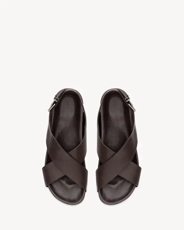 Saint Laurent Helios Sandals In Grained Leather
