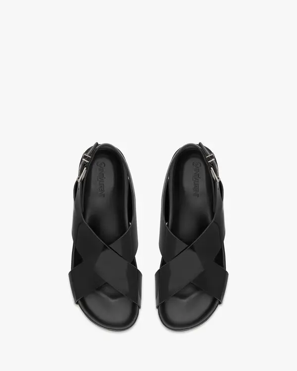Saint Laurent Glazed Leather Helios Sandals