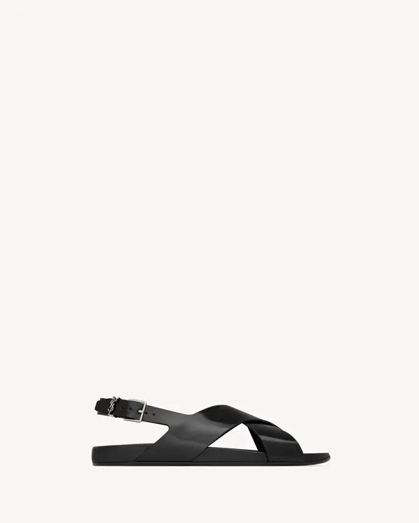 Saint Laurent Glazed Leather Helios Sandals