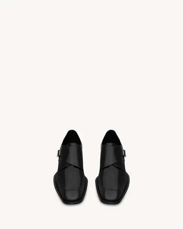Saint Laurent Connor Monk Straps In Glazed Leather
