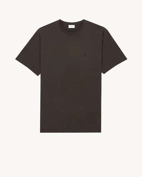Saint Laurent Cassandre T-shirt In Silk And Cotton - Ebene
