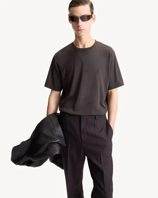 Saint Laurent Cassandre T-shirt In Silk And Cotton - Ebene