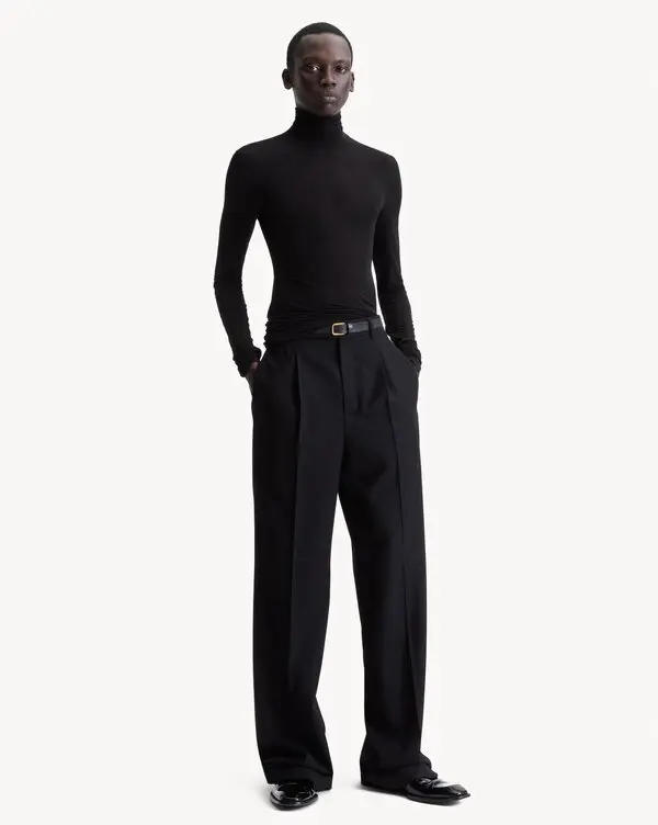 Saint Laurent Turtleneck Top In Stretch Jersey