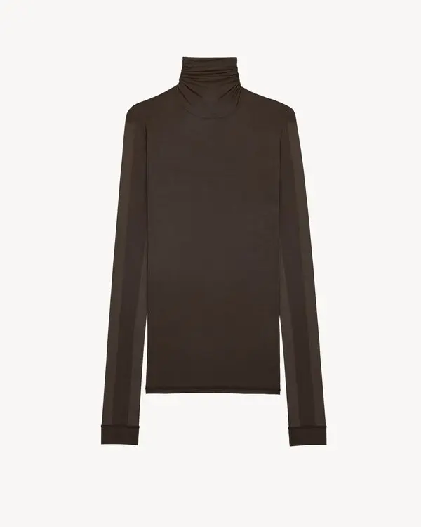 Saint Laurent Turtleneck Top In Stretch Jersey
