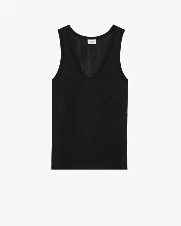 Saint Laurent Ribbed Knit Tank Top - Noir