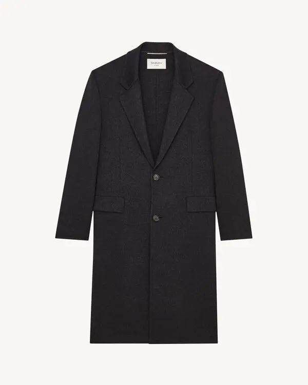 Saint Laurent Double-face Wool And Cashmere Felt Coat - Anthracite