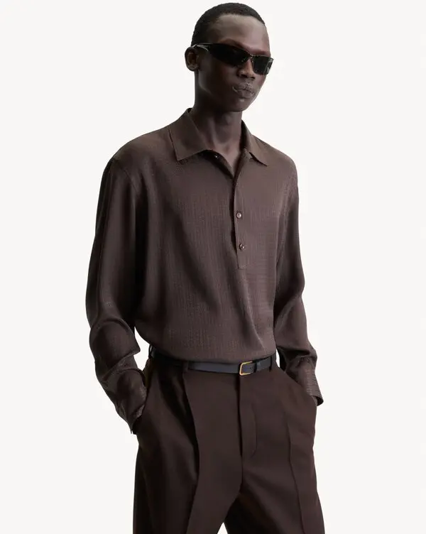 Saint Laurent Shirt In Diamond Silk Jacquard