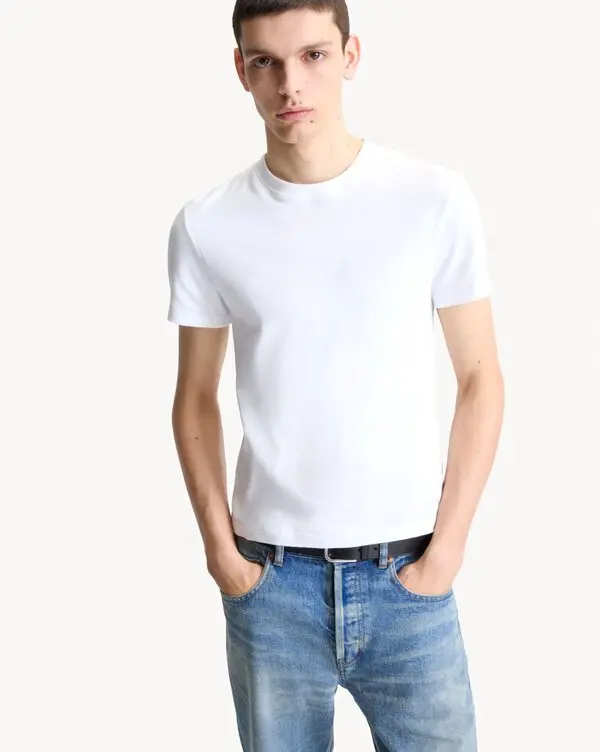 Saint Laurent Cassandre Ribbed T-shirt - Blanc