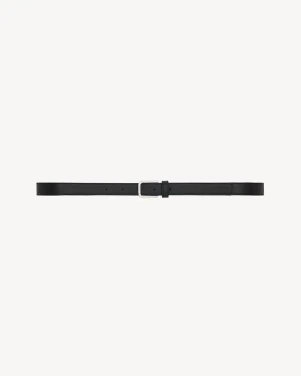Saint Laurent Minimal Thin Belt In Smooth Leather - Black