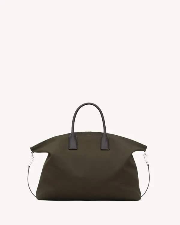 Saint Laurent Bowling Tote In Cotton Canvas - Deep Leaf