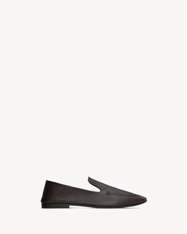 Saint Laurent Alain Slippers In Smooth Leather - Brown