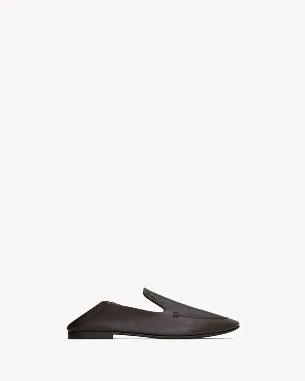 Saint Laurent Alain Slippers In Smooth Leather - Brown
