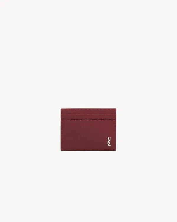 Saint Laurent Tiny Cassandre Card Case In Grained Leather