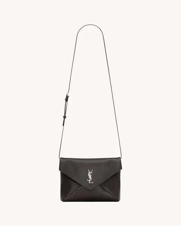 Saint Laurent Cassandre Envelope Messenger In Leather - Nutmeg