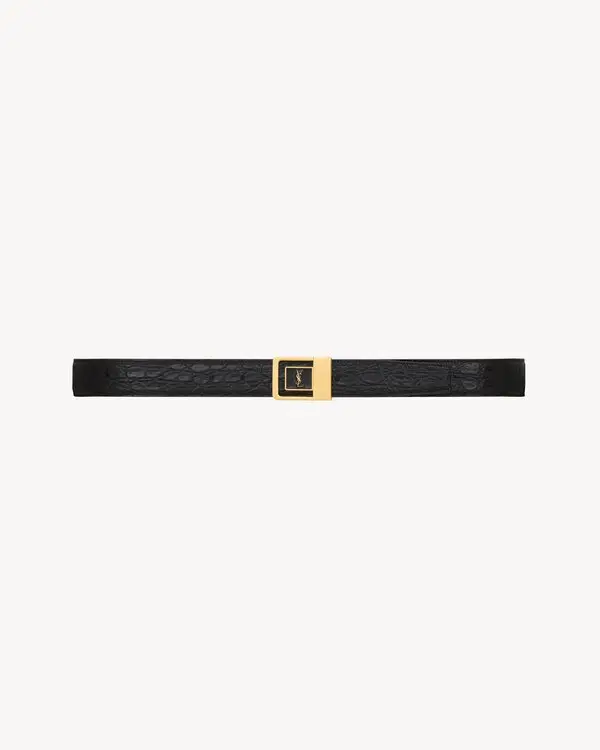 Saint Laurent La 66 Belt In Crocodile-embossed Leather