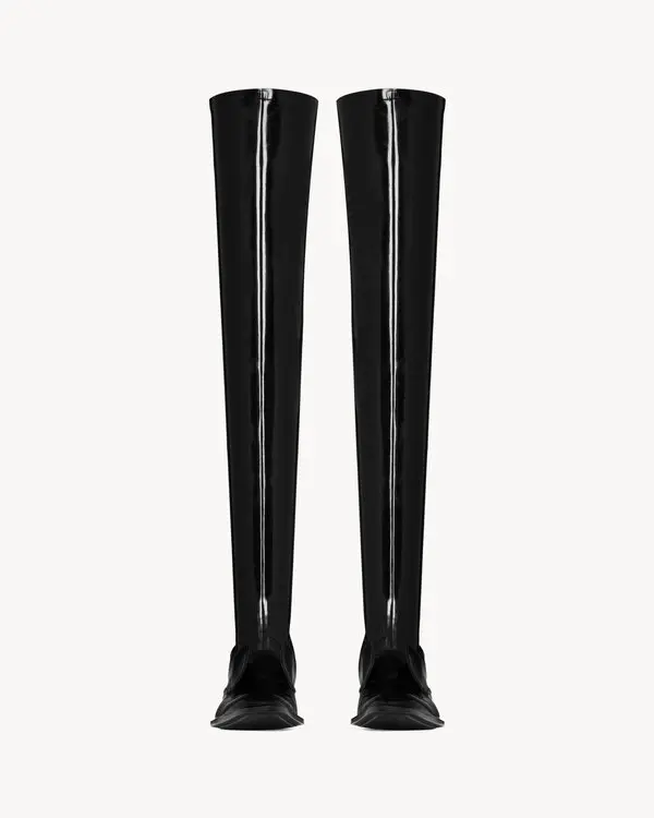 Saint Laurent Romeo Over-the-knee Boots In Patent Leather And Vinyl