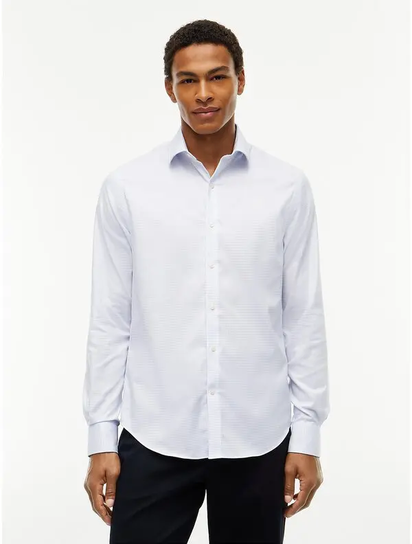 Tommy Hilfiger Slim Fit Thflex Check Dress Shirt 15/34 - Blue