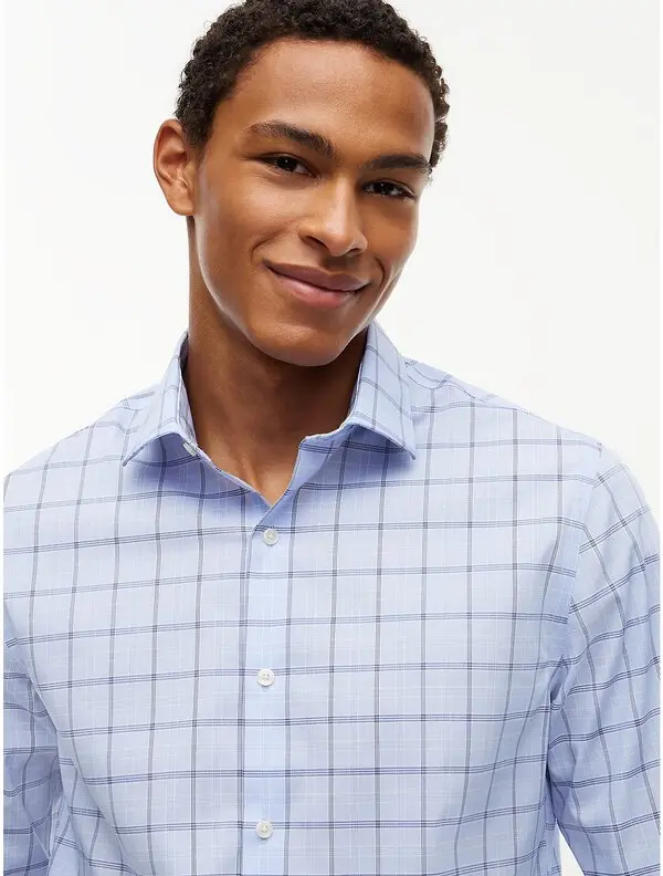 tommy hilfiger slim fit dress shirt Men's Non Iron Gingham, Aqua, 14.5