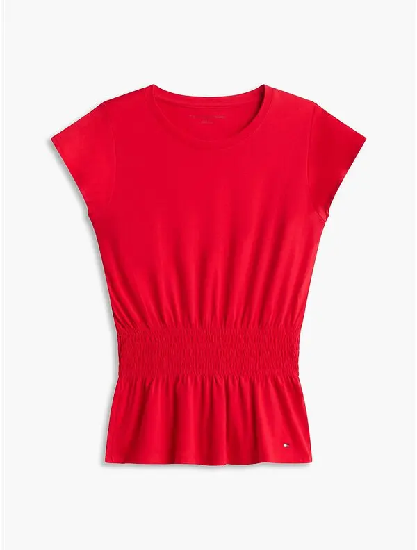Tommy Hilfiger Flutter Sleeve Shirred Cotton T-shirt