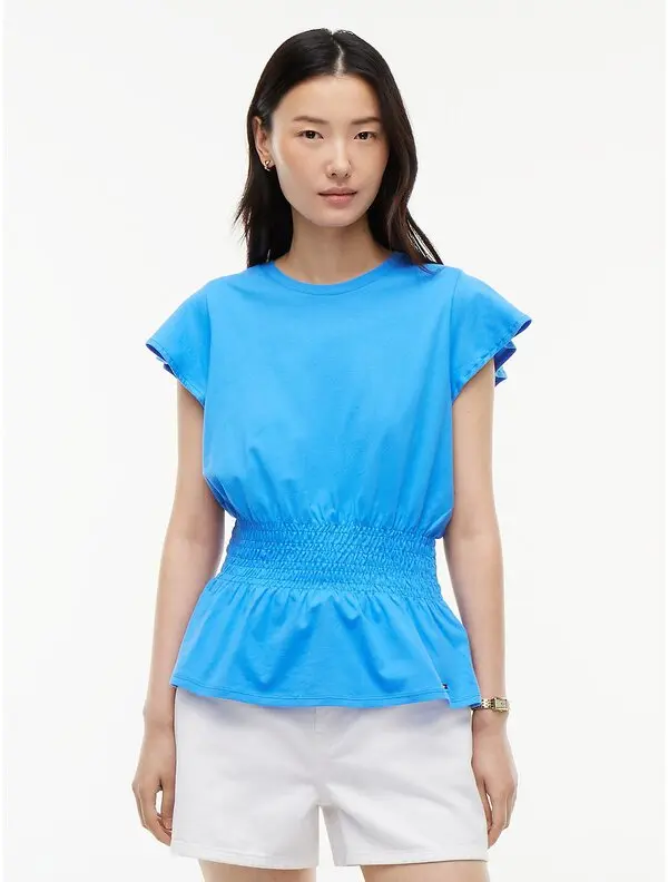 Tommy Hilfiger Flutter Sleeve Shirred T-shirt