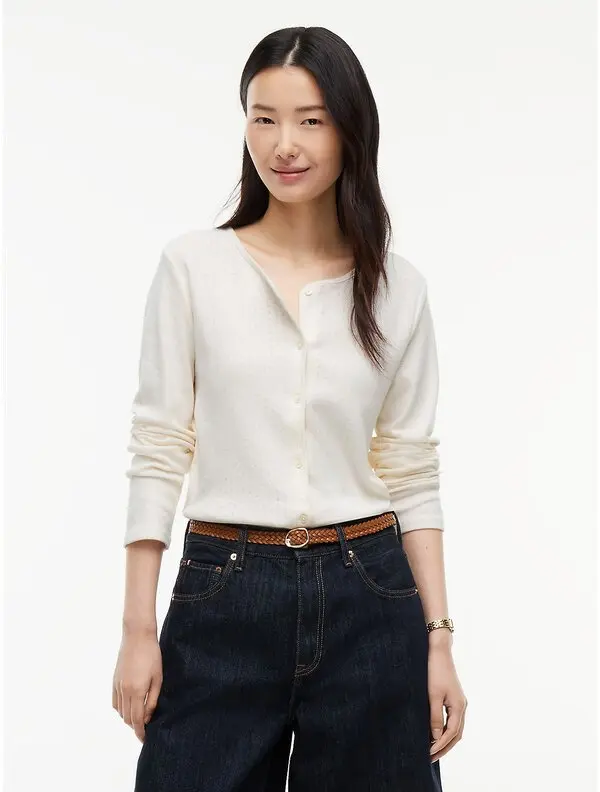 Tommy Hilfiger Pointelle Cardigan T-shirt - Ivory Silk