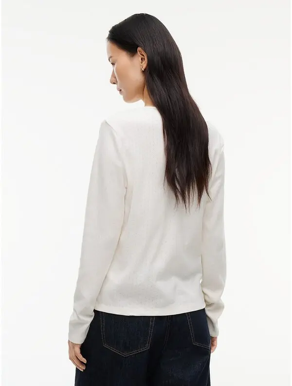 Tommy Hilfiger Pointelle Knit Cardigan - Ivory Silk