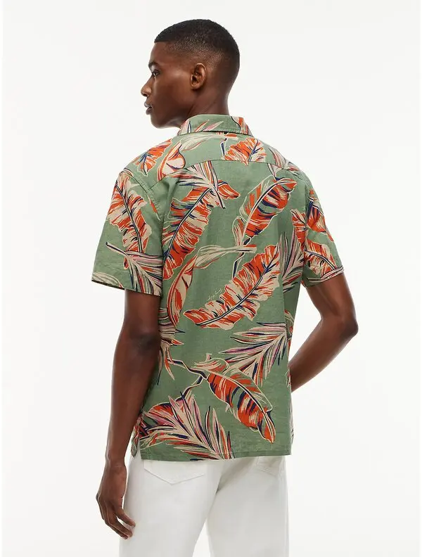Tommy Hilfiger Regular Fit Leaf Linen-blend Camp Shirt