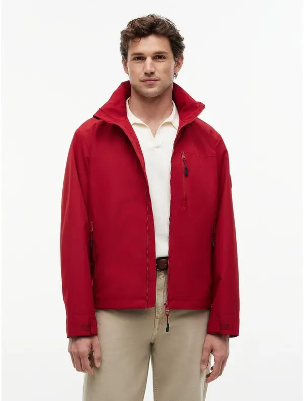 Tommy Hilfiger Recycled Polyester Water-repellent Regatta Jacket With Hidden Hood - Regatta Red