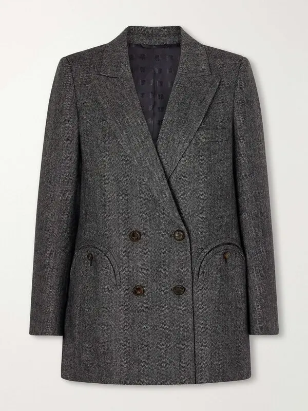 BLAZÉ MILANO Everyday Double-breasted Herringbone Wool-blend Blazer