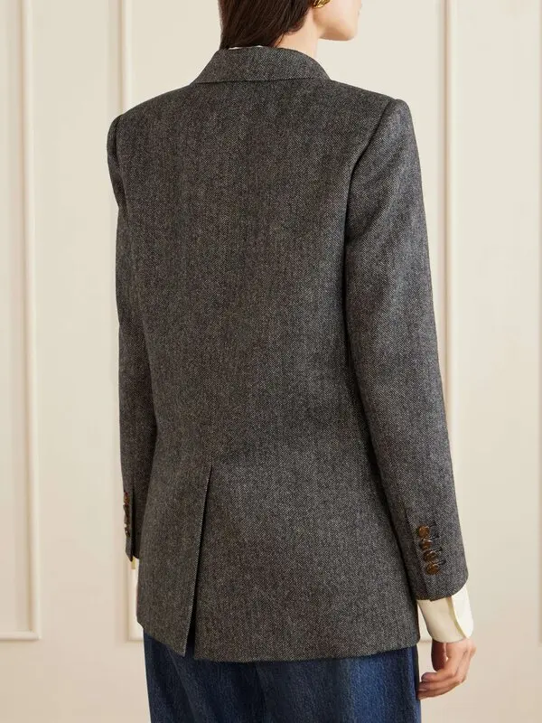BLAZÉ MILANO Everyday Double-breasted Herringbone Wool-blend Blazer