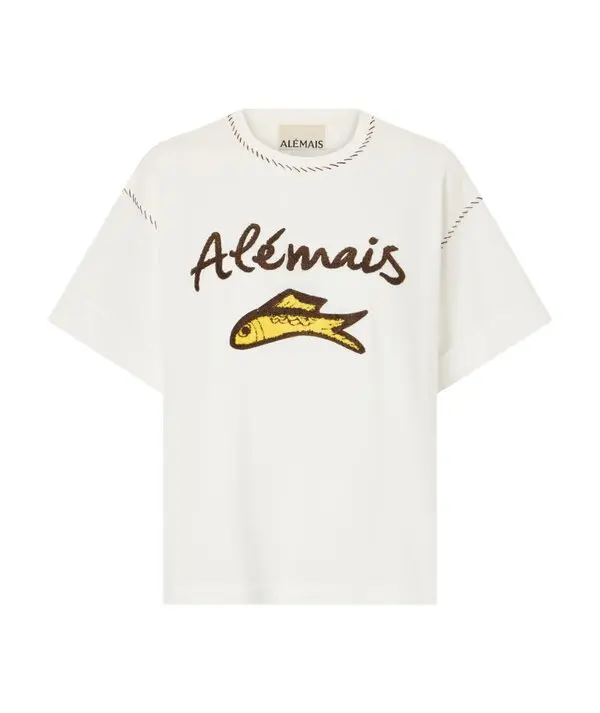 ALEMAIS Scuba Embroidered Cotton-jersey T-shirt