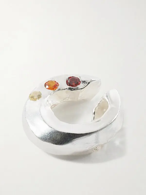 SIMUERO Sterling Silver Sol Y Sombra Ear Cuff With Cubic Zirconia And Sapphire - Multi