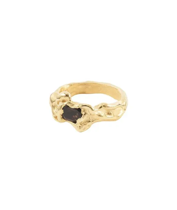 SIMUERO Plated Sterling Silver And Smoky Quartz Ring - Gold