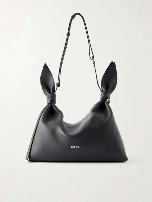 Loewe Scarf Medium Knot-detailed Leather Shoulder Bag - Black