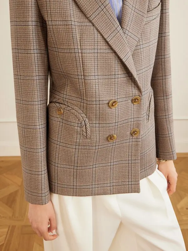 BLAZÉ MILANO Saona Charmer Double-breasted Virgin Wool Blazer - Neutrals