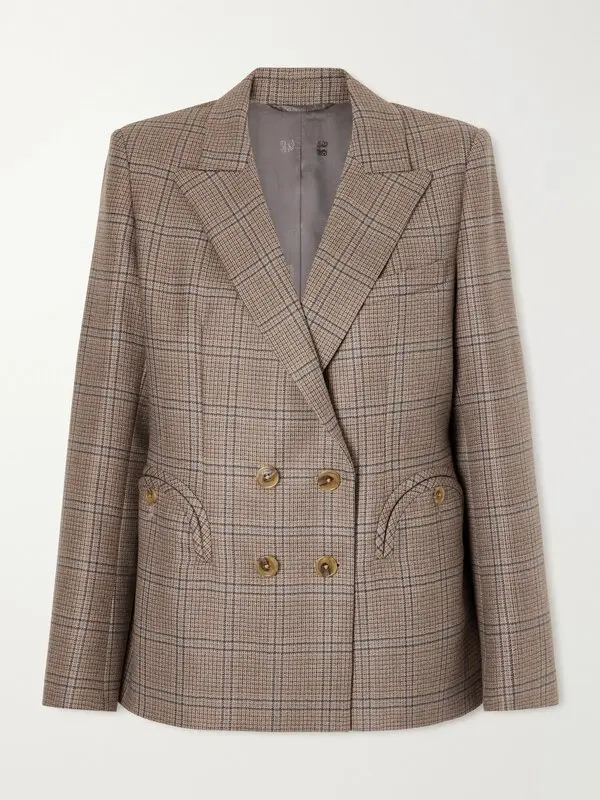 BLAZÉ MILANO Saona Charmer Double-breasted Virgin Wool Blazer - Neutrals