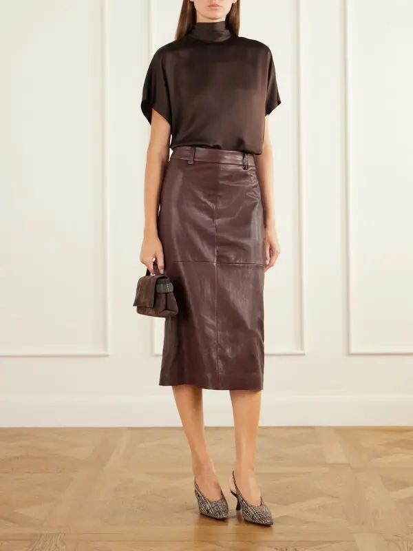 Brunello Cucinelli Draped Silk-satin Blouse