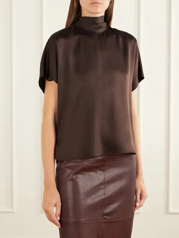 Brunello Cucinelli Draped Silk-satin Blouse