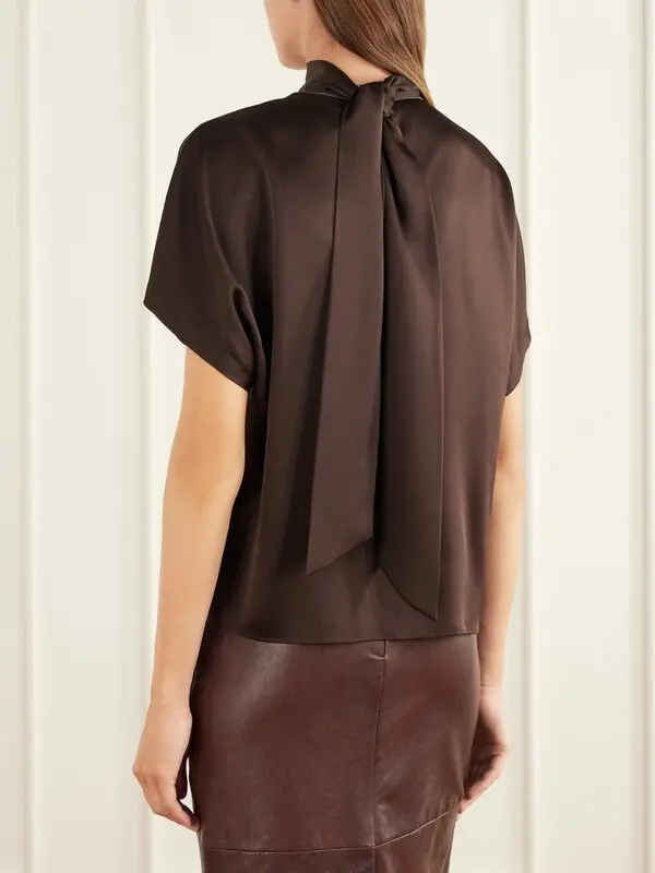 Brunello Cucinelli Draped Silk-satin Blouse