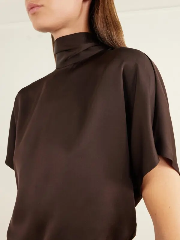 Brunello Cucinelli Draped Silk-satin Blouse